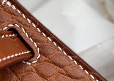 Cina Borsa quadrata della pelle del coccodrillo, borsa della pelle del coccodrillo di Brown giallastro in vendita