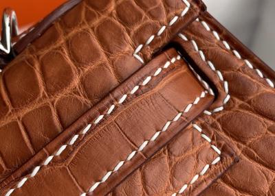 Cina Borsa quadrata della pelle del coccodrillo, borsa della pelle del coccodrillo di Brown giallastro in vendita
