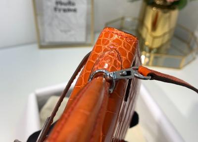 Cina Pelle arancio Bag, borsa del coccodrillo di pelle di coccodrillo genuina di 19cm in vendita