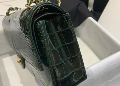 Cina Sacco per cadaveri inter- verde di Croc di stile classico, borsa a tracolla della pelle del coccodrillo di 25.5cm in vendita