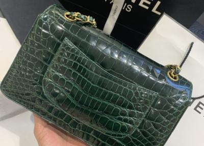 Cina Sacco per cadaveri inter- verde di Croc di stile classico, borsa a tracolla della pelle del coccodrillo di 25.5cm in vendita