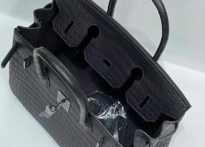 Cina L'alligatore nero di struttura animale pela la borsa di Birkin con il fermaglio d'argento in vendita