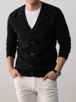 China Men's 100% wool V-neck Cardigan for sale