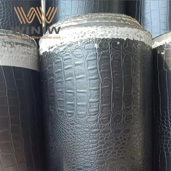 Tela negra del cocodrilo de la imitación de cuero para los bolsos que venden los productos listos para enviar
