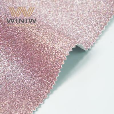 中国 1.2mm Glitter Microfiber Leatherette Fabric Bags Leather Material 販売のため