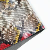 China Snake Pattern Microfiber PU Synthetic Material Bags Upper Making Leather Fabric for sale