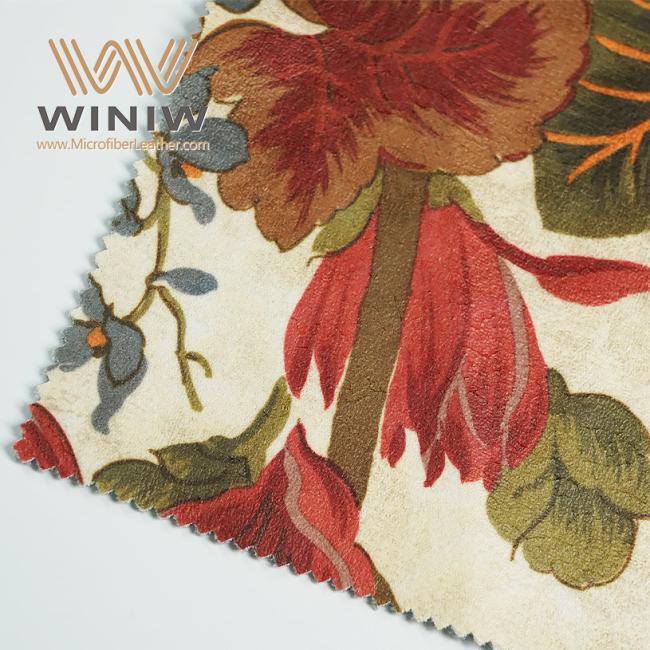 Flower Pattern Micro Fiber PU Imtation Leather Sofa Cover Fabric Material