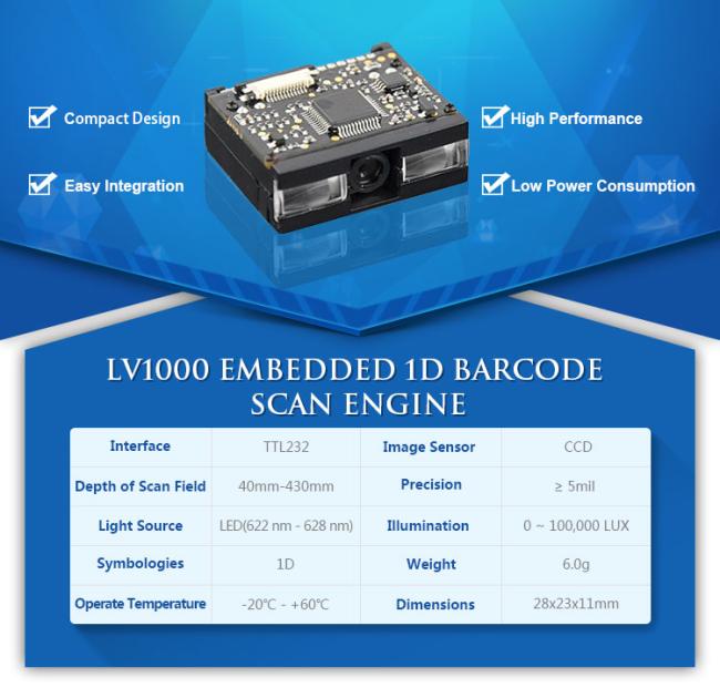 shenzhen rakinda mini barcode scanner module CCD Barcode reader 