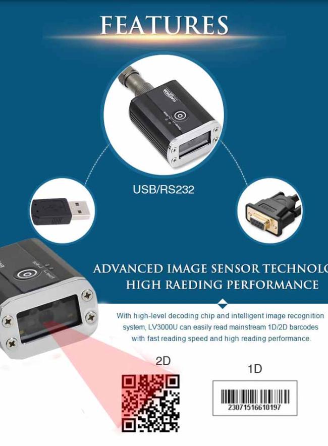 LV3000U PLUS Industrial Barcode Scanner Module