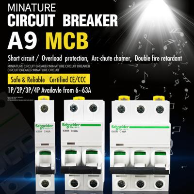 China Acti9 MCB Schneider Electric Miniature Circuit Breaker 6~63A, 1P,2P,3P,4P,DPN for electrical distribution for sale