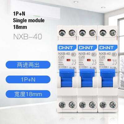 중국 Chint NXB-40 DPN 소형 차단기 6~40A, Icn=4500A의 회로 보호 AC230V 사용을 위한 1P+N 18mm 단 하나 단위 판매용