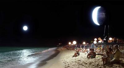 China Printing Logo 4.6m / 15.1ft Inflatable LED Light Halogen Lamp With Different Color Balloon for sale