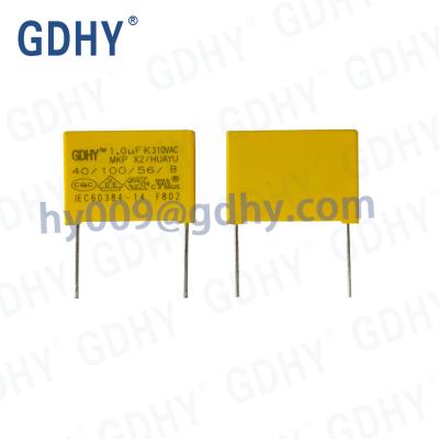 China Plastic Shell Encapsulation Polypropylene X2 Capacitor 1.0uF 10% 310VAC for sale