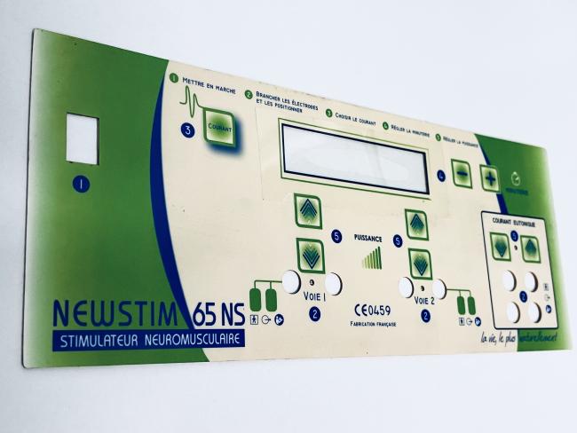 Close-up of membrane switch tactile buttons