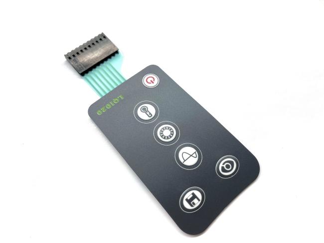 Close-up of membrane switch components and construction