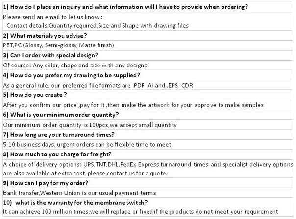 Frequently asked questions about membrane switches
