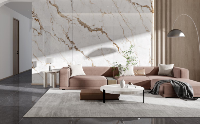 Glazed porcelain tile installation example