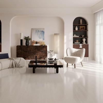 China 9mm Thickness Modern Porcelain Floor Tile White Suitable Modern Interiors Resistant Wear Fade Suitable Kitchens Bathrooms for sale