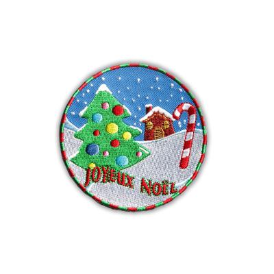 Cina Merry Christmas 3D PVC Patches Embroidered Merrowed Cut Border in vendita