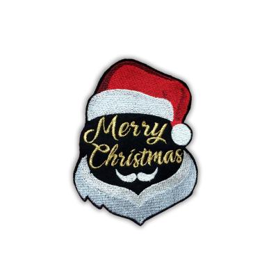 Cina Merry Christmas 3D PVC Patches Embroidered Merrowed Cut Border in vendita