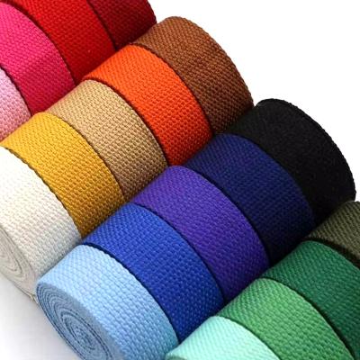China Dansky Custom Logo Polyester Cotton Webbing Straps Sustainable Plain Multi-Color Knitted Cotton Plain Webbing Tape for Bags for sale