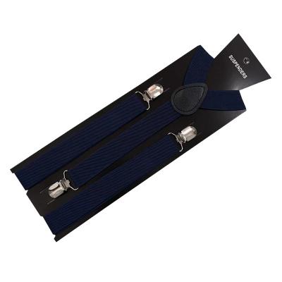 China DANSKY 2.5cm Wide Retro Striped Suspenders - Elastic Y-Back Braces for Men Women, British Vintage Style with Strong Clips for sale
