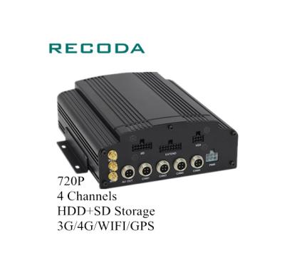 중국 4G/WIFI/GPS 이동할 수 있는 차량 DVR 720P 4는 HDD/SD에 20% - 80% 습도 수로를 열습니다 판매용