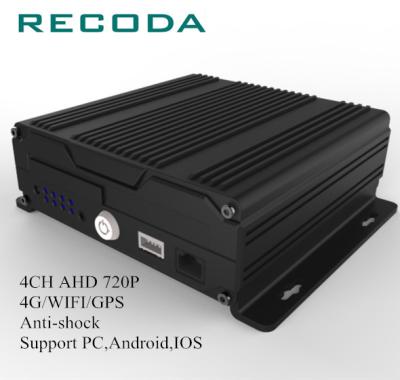 중국 이중 SD 카드 이동할 수 있는 차량 DVR 4G/WIFI/GPS 4Ch 720P 높은 정확한 GPS 단위 판매용