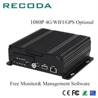 중국 1080P 4Ch 이동할 수 있는 차량 DVR는 영상 압축 SD 카드 4G/WIFI/GPS H.264 이중으로 합니다 판매용
