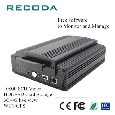 중국 4G/WIFI/GPS G 감지기 이동할 수 있는 차량 DVR 1080P 8 CH HDD/SD Waranty 12 달 판매용
