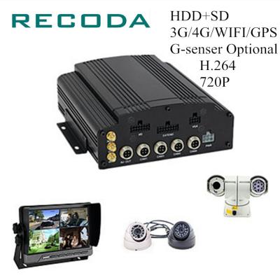Cina Caricamento di programmi oggetto mobile mobile d'inseguimento dell'automobile DVR WIFI dei sistemi HDD/SD 4Ch 720P della macchina fotografica di GPS Dvr in vendita