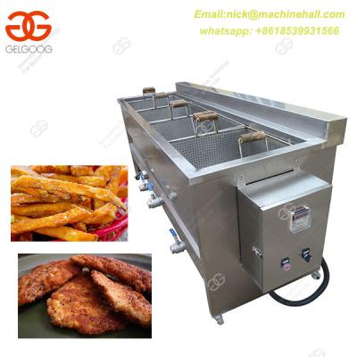 China Semi Automatic Green Peas Frying Machine|Stainless Steel Potato Chips French Fryer Machine With 4 Baskets for sale
