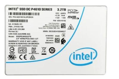中国 Intel P4610 U.2 3.2T hard drive with 64-Layer 3D TLC NAND and 5W/13.8W power 2.5'' 販売のため