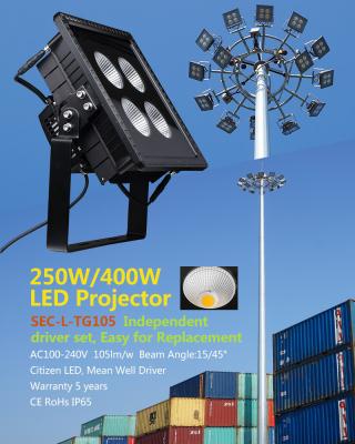 Cina Luce 250W/400W del proiettore del LED per l'alto stadio di Palo che accende IP65 in vendita