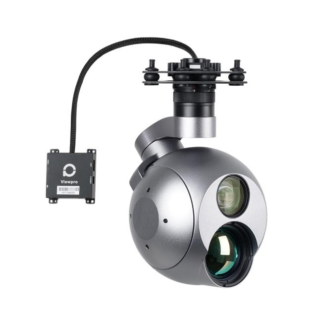 Close-up view of the camera's gimbal and lens system