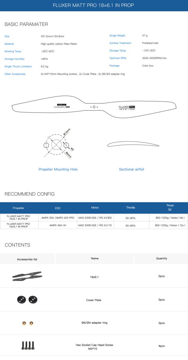 FLUXER PRO MATT propeller set including mounting accessories