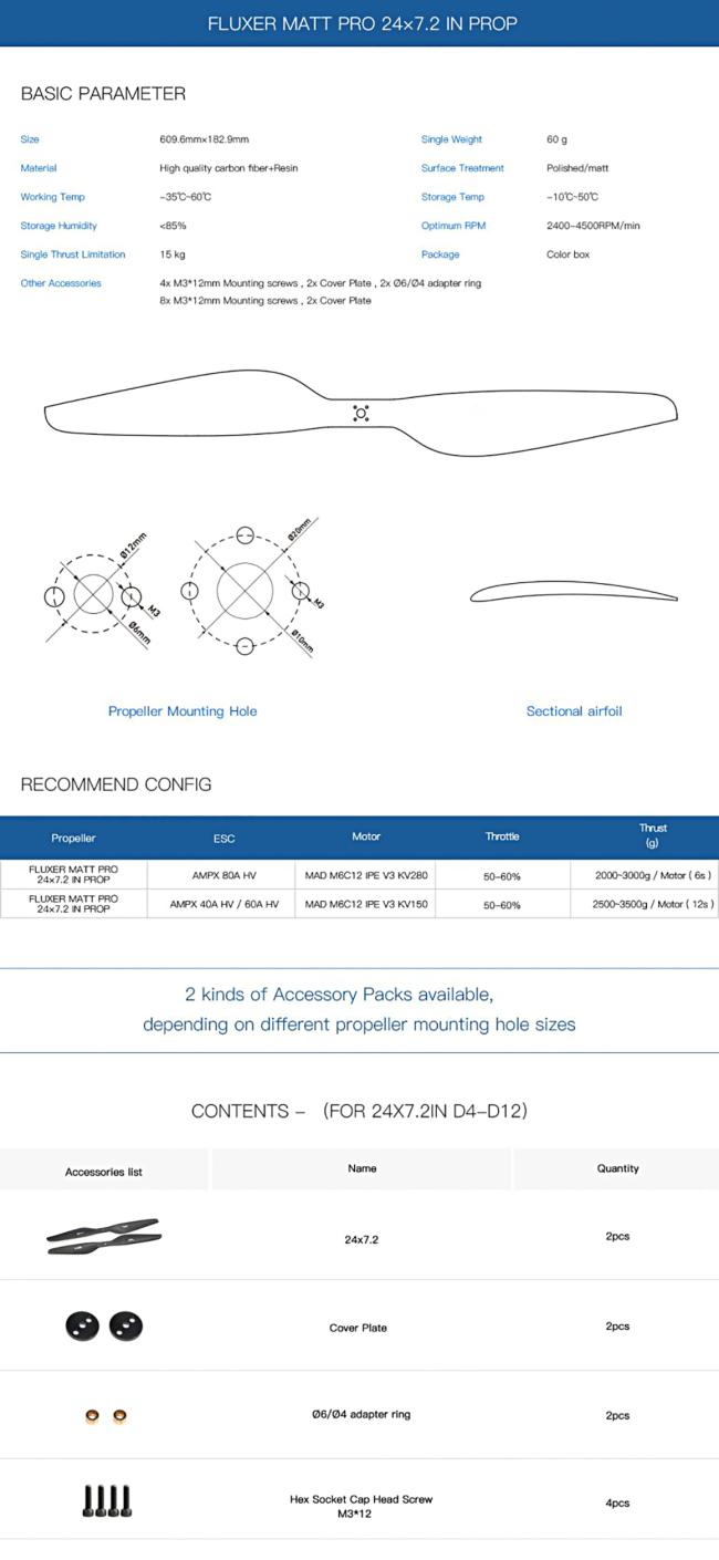 FLUXER PRO MATT propeller close-up showing carbon fiber construction
