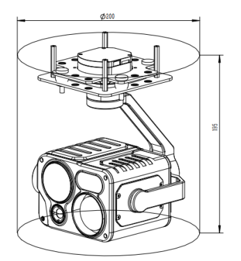 Detailed structural diagram of DIT30D drone gimbal camera system