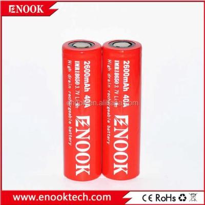 Cina Enook alta velocità di scarica 18650 batteria ricaricabile 2600mah 20A cella della batteria 3.7V in vendita