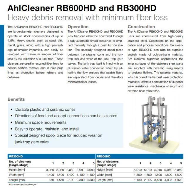 Rb300 Rb600 High Density Cleaner for Recycled Paper