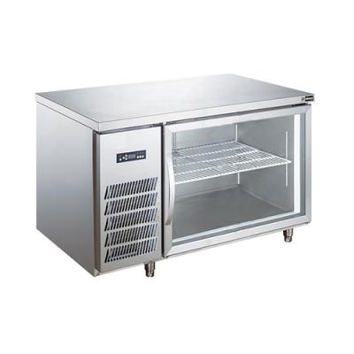 China Customization Glass Door Undercounter Freezer 0.9m 1.8m Refrigerated Prep Counter for sale