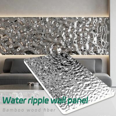 Cina il legno di legno di bambù della fibra di 8mm riveste i pannelli di pannelli senza pittura interni dell'ondulazione dell'acqua 3D della decorazione della parete in vendita