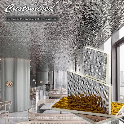 Cina PVC PET pannello a ondulazione d'acqua Bambù Fibra di carbone 3D Pannello di rivestimento a parete in legno in vendita
