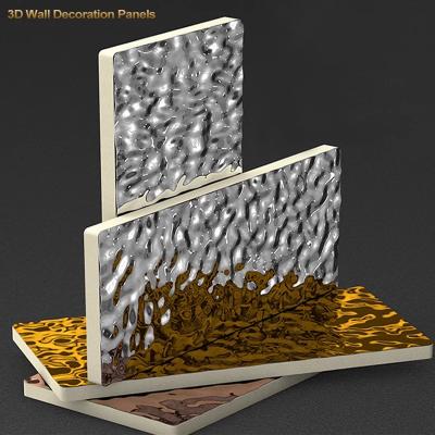 China Luxury Style 3D Wall Panels Bamboo Charcoal Water Ripple PVC Wall Panels for sale