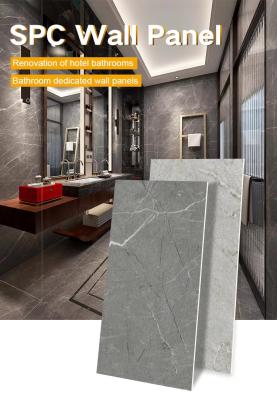 Cina Classe B1 SPC Wall Panel 600*2440*4mm Pietra Plastica Composito Eco-Friendly Legno Grano Chiusura senza saldatura Acquaproof Interior Decoration Board For Bathroom in vendita