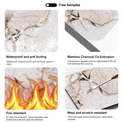 China Bamboo Charcoal Wood Veneer 1220*2440*5/8mm Flame Retardant Bamboo Charcoal Wood Eco-Friendly Fireproof Wood Veneer Bamboo Fiber Seamless Wall Board For  Living Room Backdrop for sale