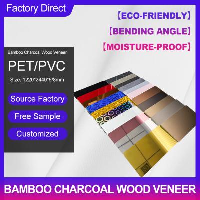 Bamboo Charcoal Wood Veneer 1220*2440*5/8mm Flame Retardant Bamboo Charcoal Wood Eco-Friendly Easy Installing Decorative Wall Panels For Home And Hotel