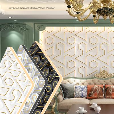 China Hot Sale PET Marble Wall Panels Bamboo Charcoal Wood Veneer Waterproof And Moisture-Resistant Boards For Commercial Spaces for sale