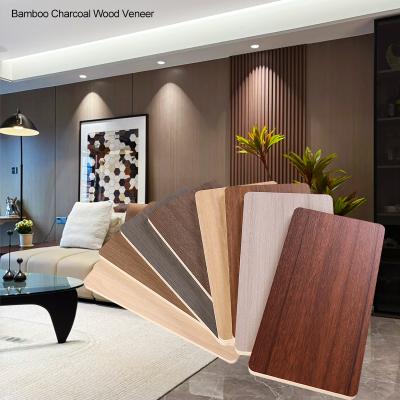 China High-quality PVC Wood Veneer Wall Panels Fireproof Fire-Retardant Bamboo Charcoal Wood Veneer Panels For Living Room TV Background Walls for sale