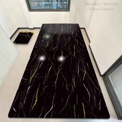 China New Color PET High Gloss Marble Wall Panel Bamboo Charcoal Wood Veneer Interior Decorative Panel For Commercial Space for sale